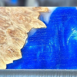 Knife Scales Hybrid Stabilized Maple Burl & Alumilite Resin Cobalt Blue ...