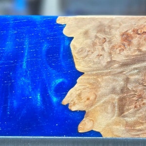Knife Scales Hybrid Stabilized Maple Burl & Alumilite Resin Cobalt Blue ...