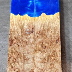 Knife Scales Hybrid Stabilized Maple Burl & Alumilite Resin Cobalt Blue ...