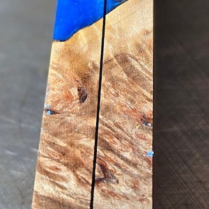 Knife Scales Hybrid Stabilized Maple Burl & Alumilite Resin Cobalt Blue ...
