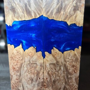 Knife Scales Hybrid Stabilized Maple Burl & Alumilite Resin Cobalt Blue ...