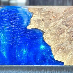 Knife Scales Hybrid Stabilized Maple Burl & Alumilite Resin Cobalt Blue ...