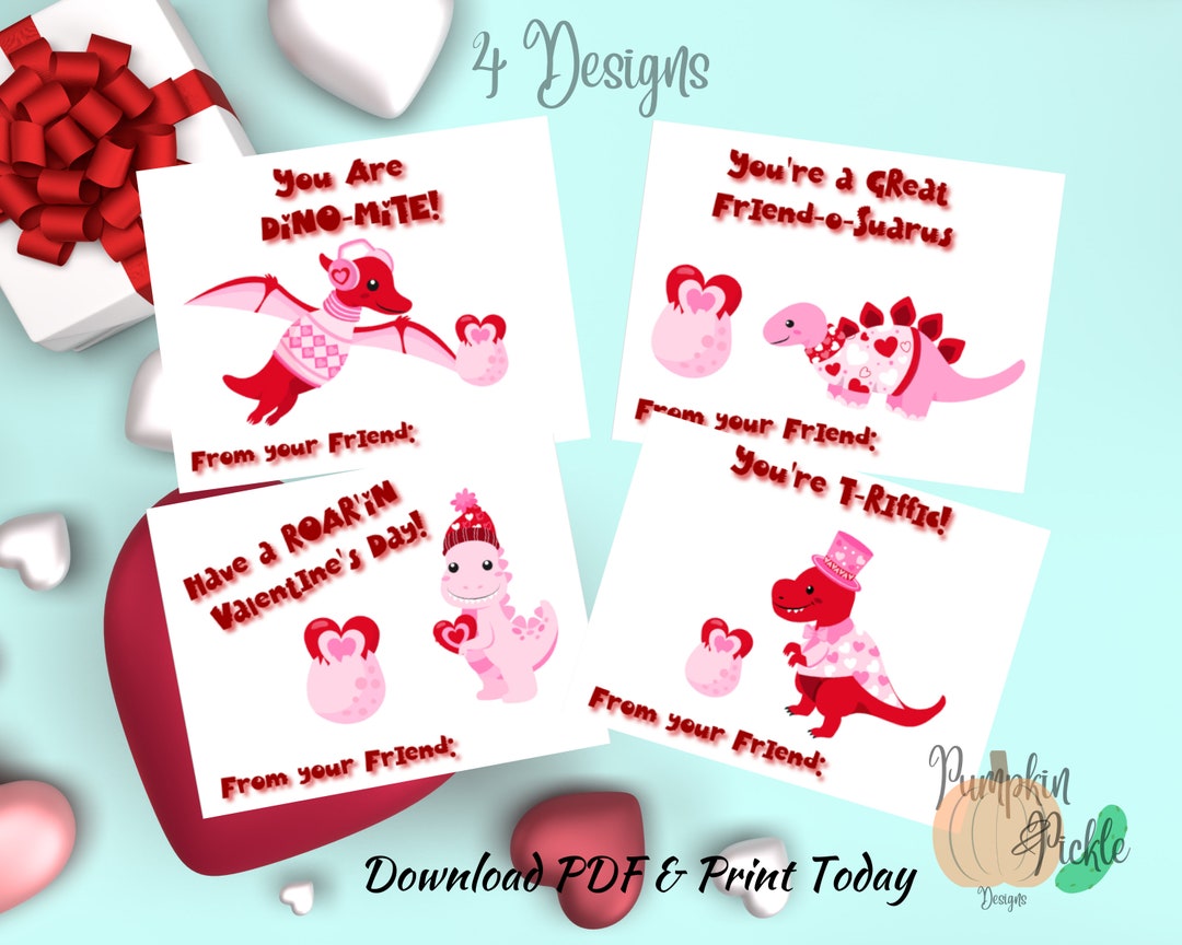 Dino Valentines for Kids| Letter Size | PDF Printable | Instant ...