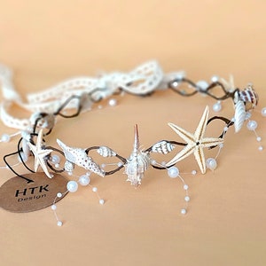 Bohemian Beach Crown, Beach Bridal Hair Accessory, Starfish Seashell ...