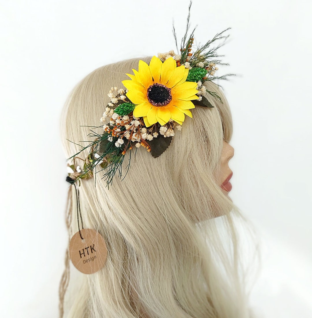 Sunflower Wedding Crown, Summer Party Headband - Etsy