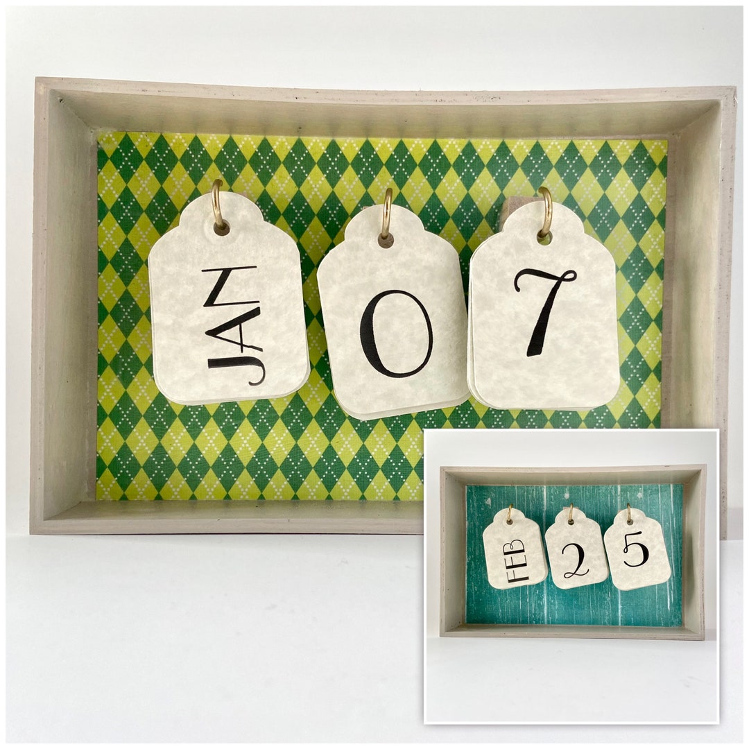 Rustic Wooden Perpetual Hang-tag Calendar - Etsy