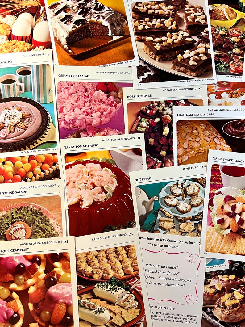 VINTAGE RECIPE CARDS Set of 20 Betty Crocker Recipe Card Library 1971 ...