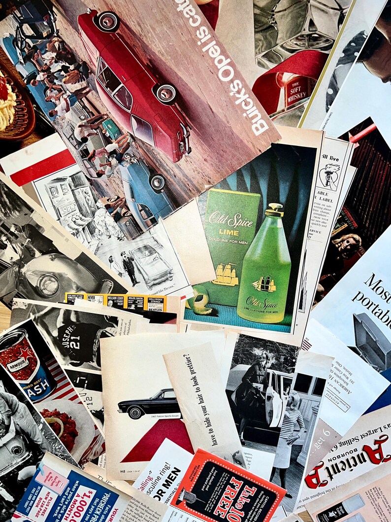 1960s PAPER EPHEMERA PACK Vintage Magazine Paper Collage Art Junk ...