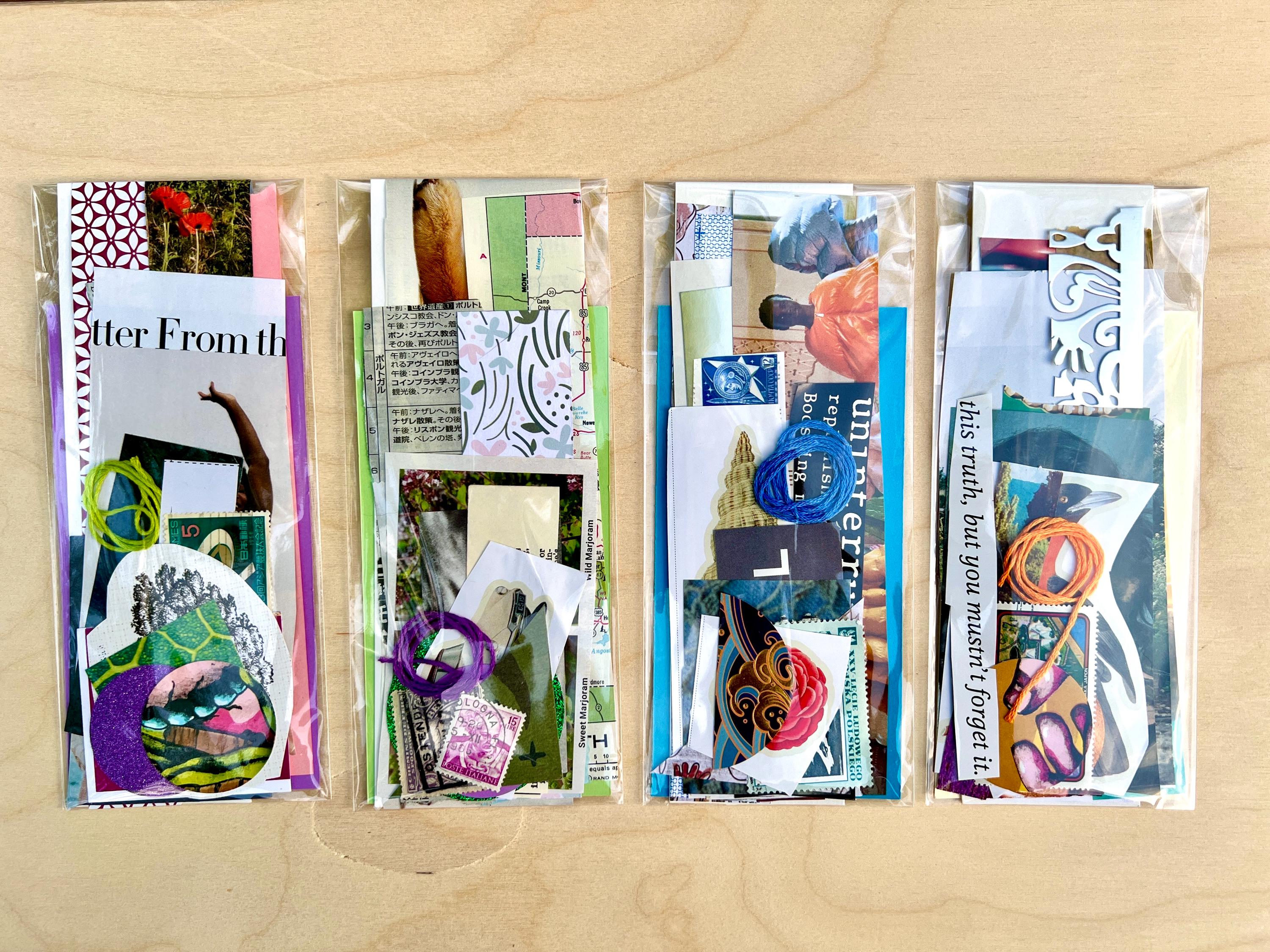 COLLAGE BOOKMARK KIT Paper Ephemera Junk Journal Mixed Media Art Pack ...