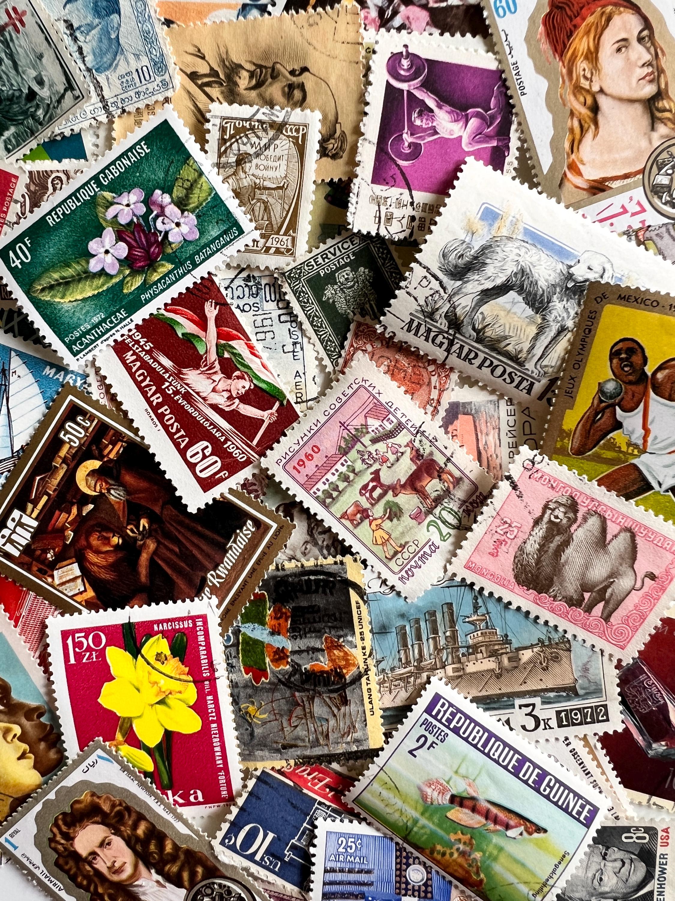 POSTAGE STAMPS PACK 50 Pieces for Crafting Art Collage Junk Journal ...