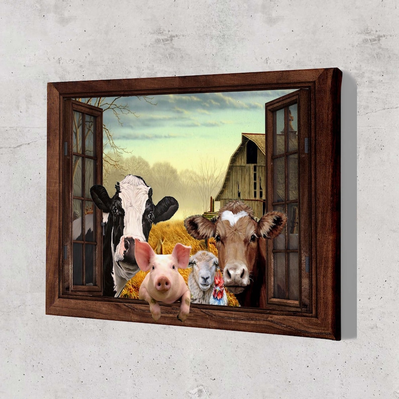 Farmhouse Decor, Canvas Wall Art, Wall Art Animals Canvas, Farmhouse ...