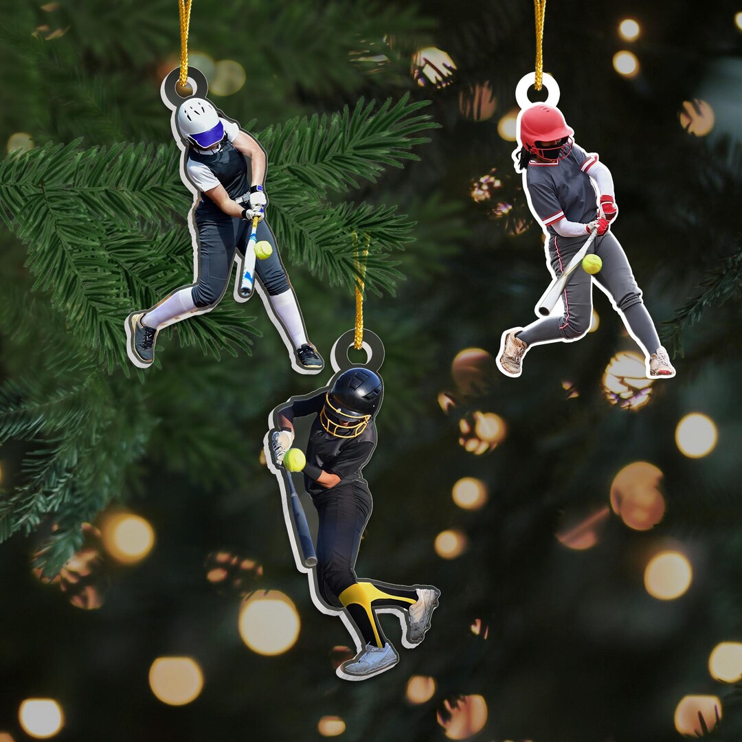 Personalized Softball Photo Ornaments, Softball Christmas Ornament ...