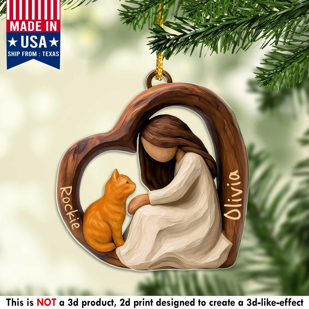 Orange Cat Christmas Ornament 2025, Cat Ornaments for Christmas Tree ...