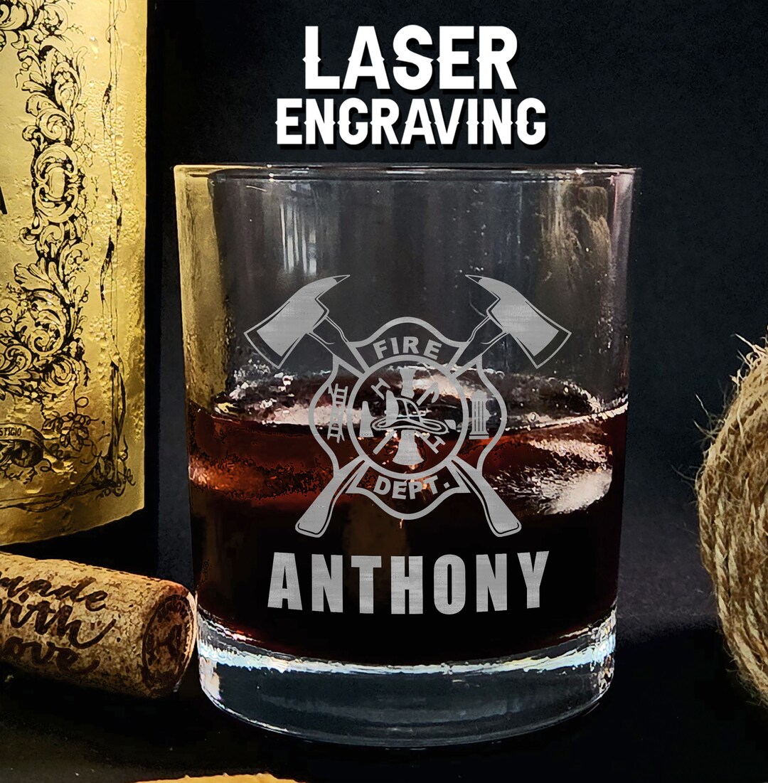 Personalized Whiskey Glass, Firefighter Fireman Department Glass ...