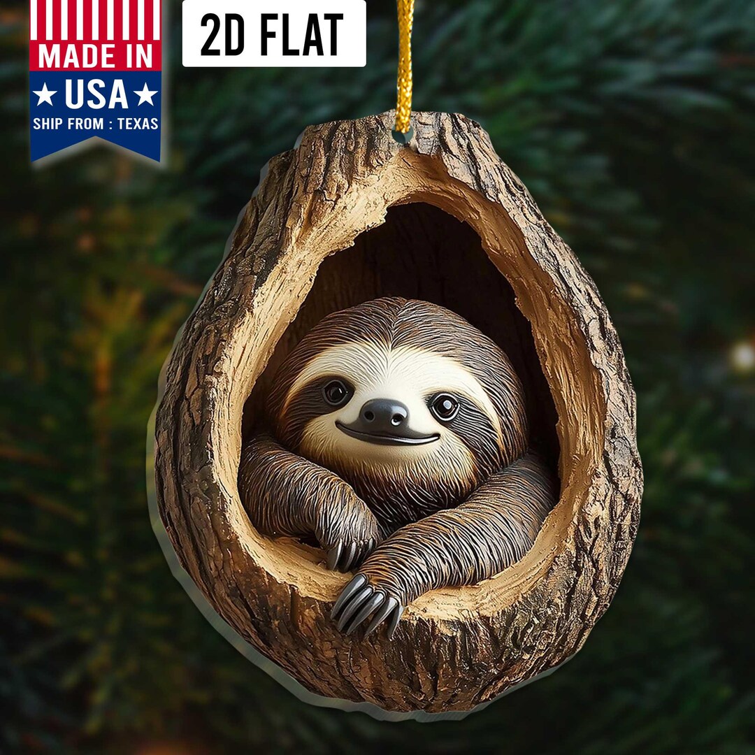 Sloth 2D Flat Acrylic Ornament, Christmas Gift for Animal Lover, Sloth ...