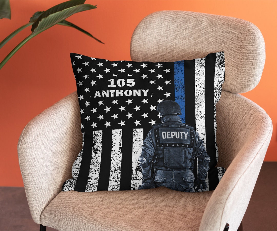 Personalized Police Pillow, Custom Deputy Sheriff Pillow, American Flag ...