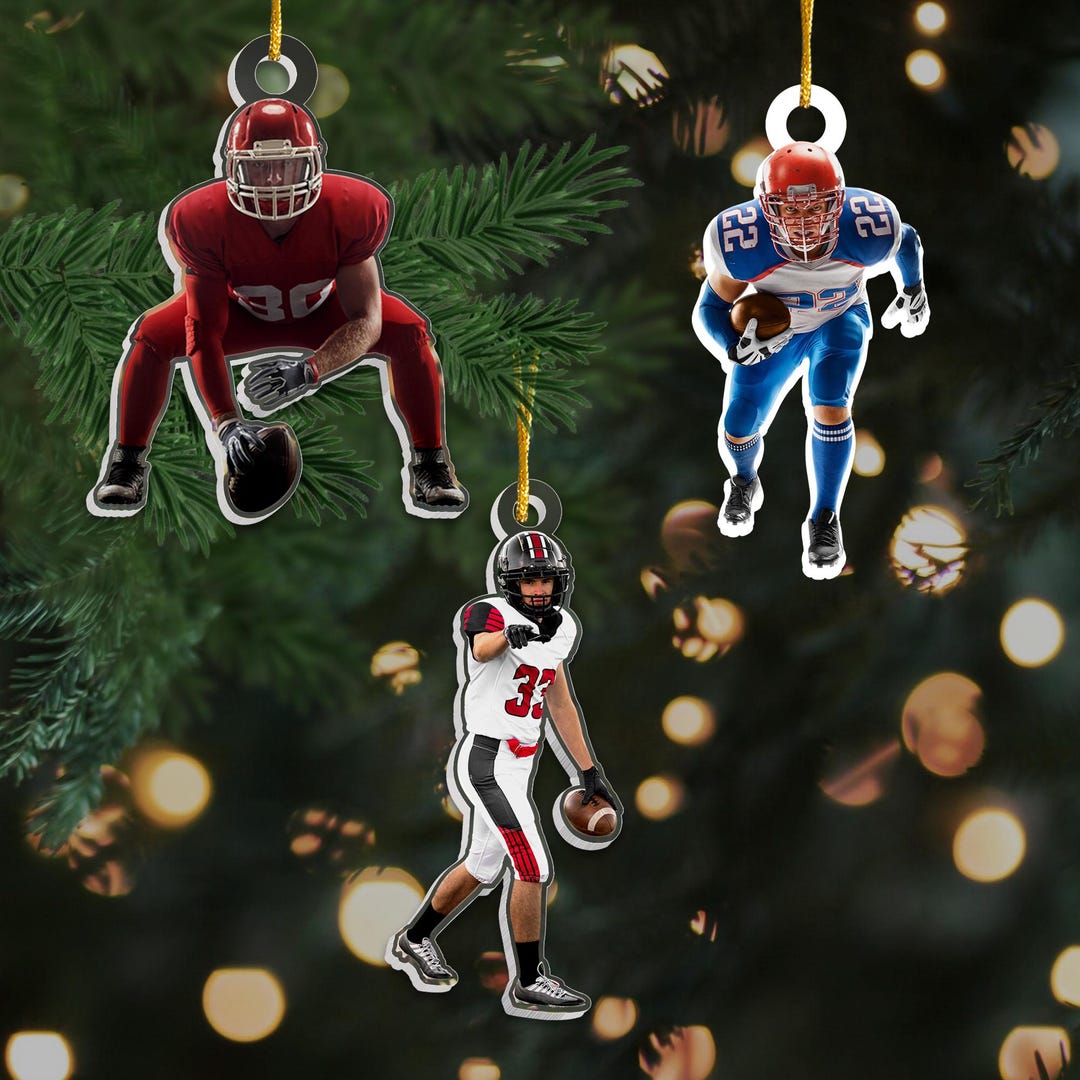 Custom Photo Football Ornament, Football Player Christmas Ornaments ...