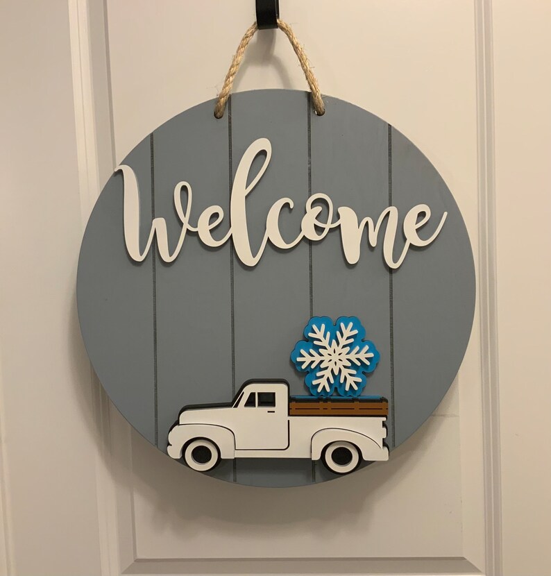 Round Interchangeable Welcome Sign - Etsy