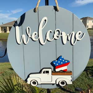 Round Interchangeable Welcome Sign - Etsy