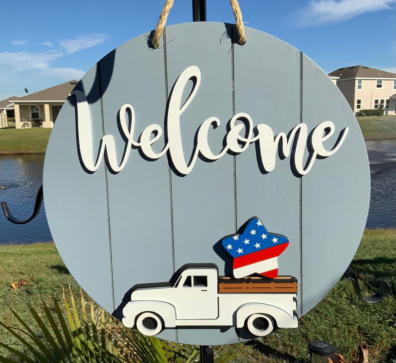 Round Interchangeable Welcome Sign - Etsy