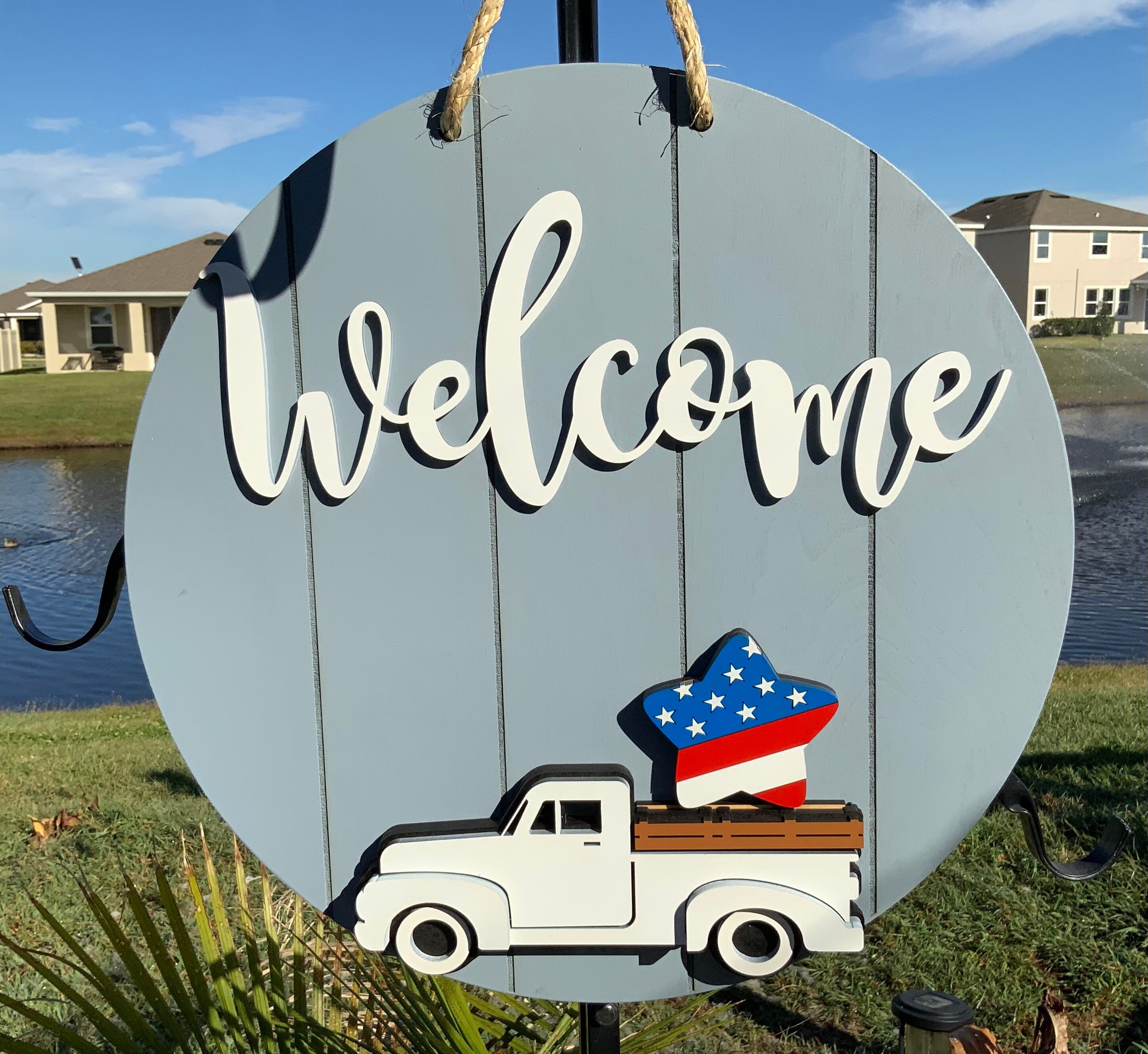 Round Interchangeable Welcome Sign - Etsy