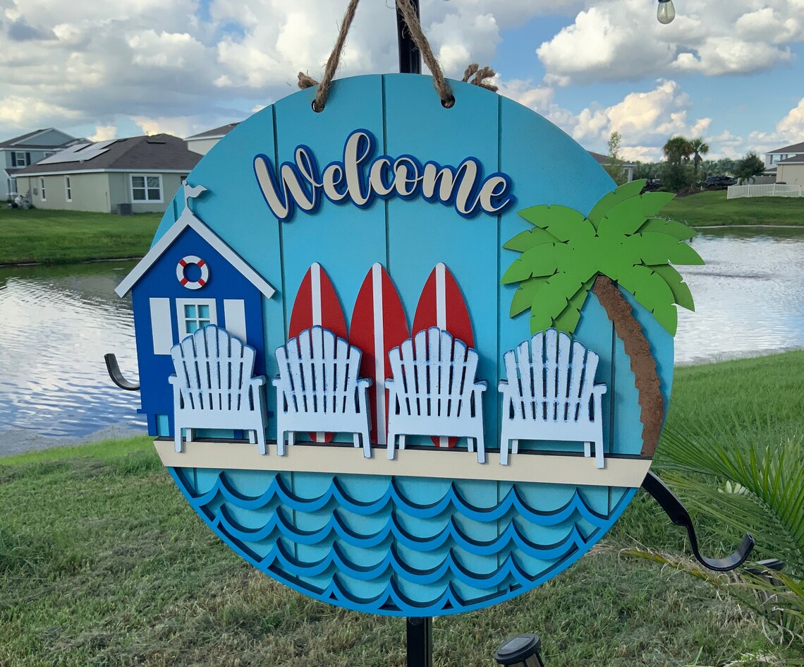 Welcome Surfboard Sign - Etsy