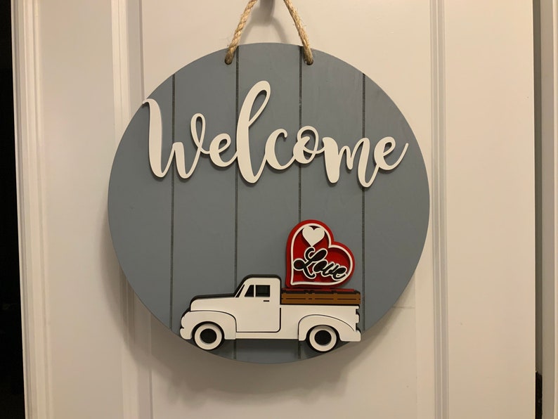 Round Interchangeable Welcome Sign - Etsy