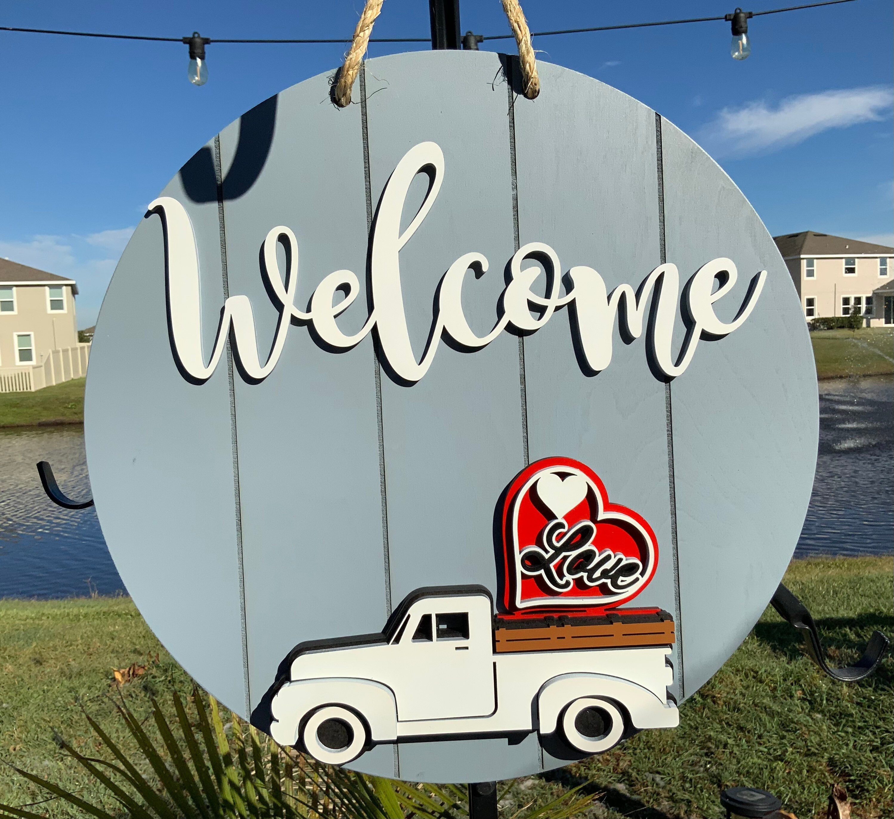 Round Interchangeable Welcome Sign - Etsy