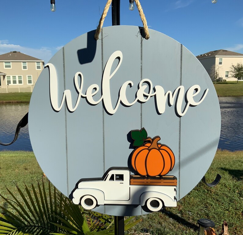 Round Interchangeable Welcome Sign - Etsy