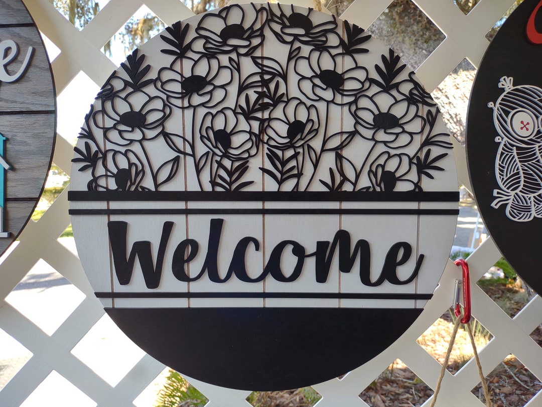 3d Floral Design Welcome Sign - Etsy