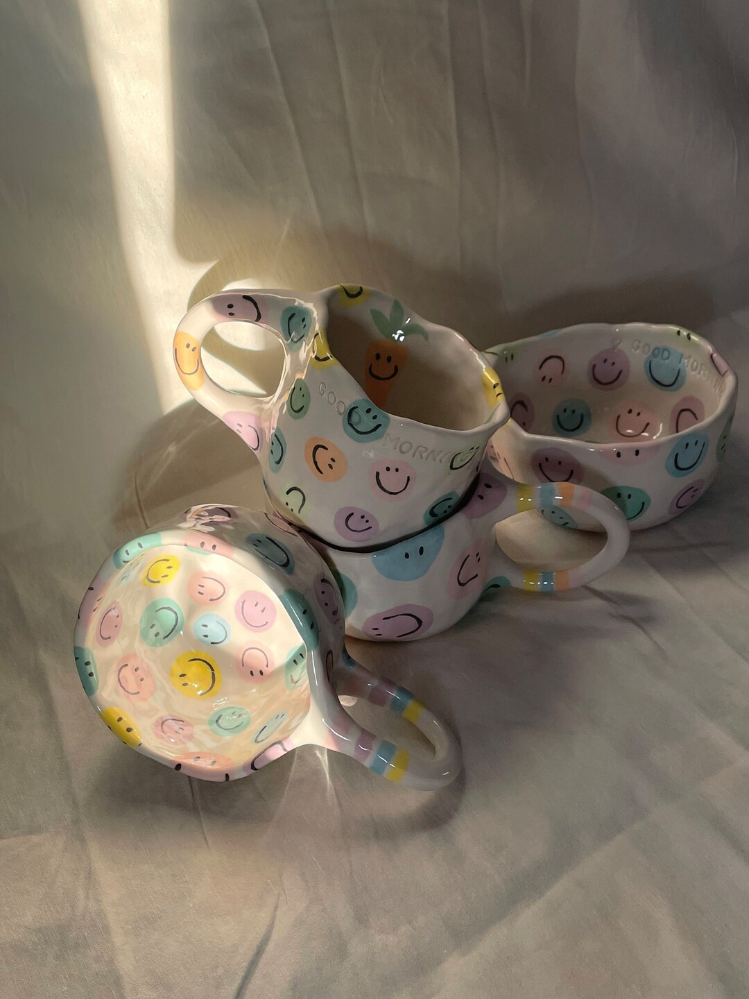 Peronsalised Mug HAPPY Handmade Mug Ceramic Mug Colorful - Etsy