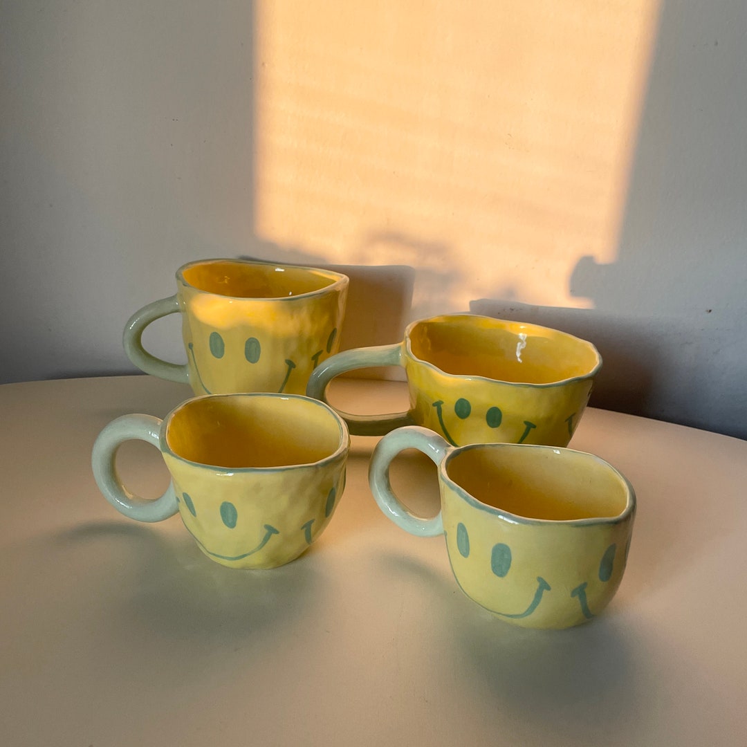 Yellow Smiley Set Drinkware Set Kitchen Supplies Gift - Etsy