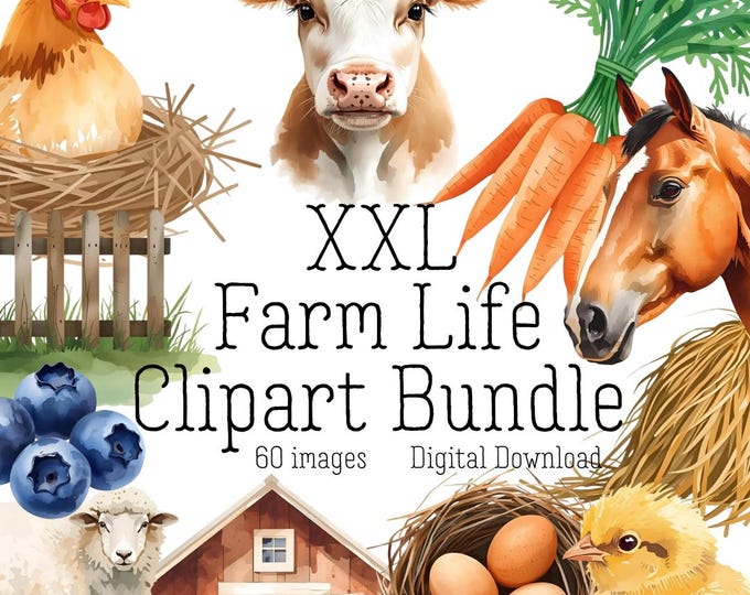 20 Vintage Farm Animals Clipart Pack INSTANT DOWNLOAD 20 Farm ...