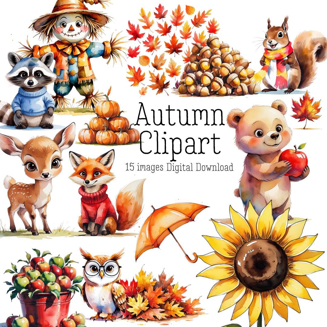 Autumn Watercolor Clipart | Instant Download | Fall Art Download ...