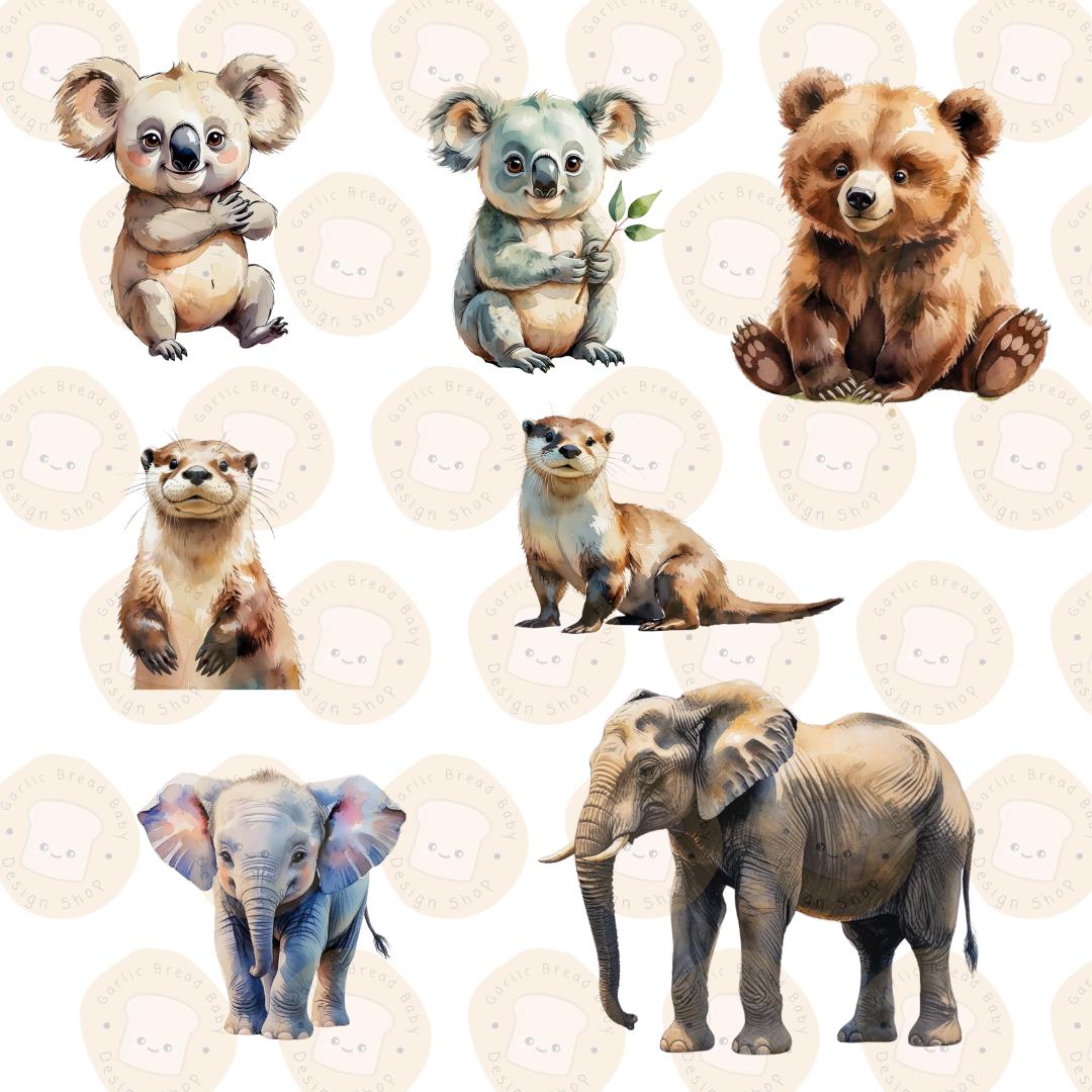 Zoo Animal Watercolor Clip Art | Wildlife Art Bundle | Safari Animals ...