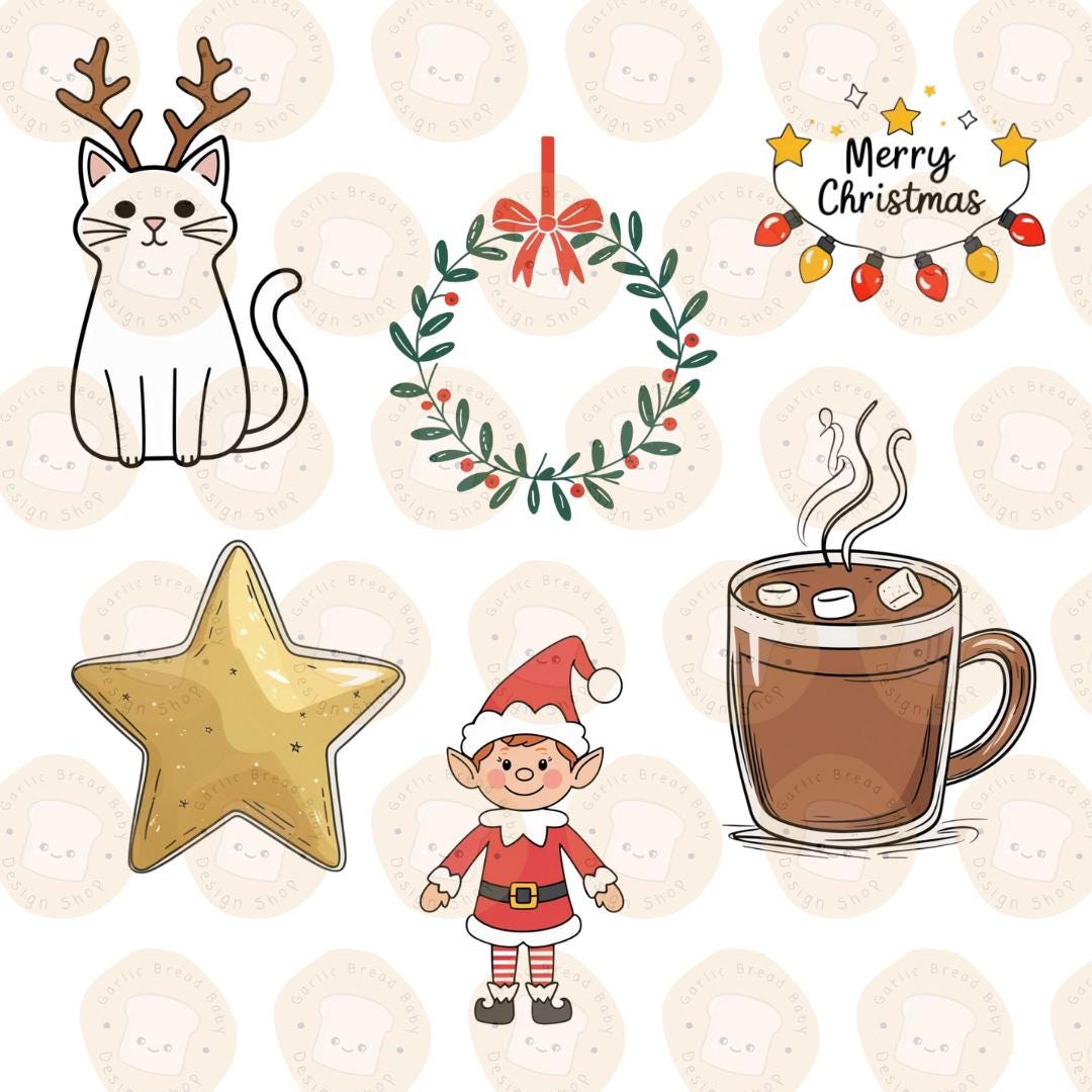 Christmas Clip Art Bundle | 30 PNG Files | Seasonal Design Set ...