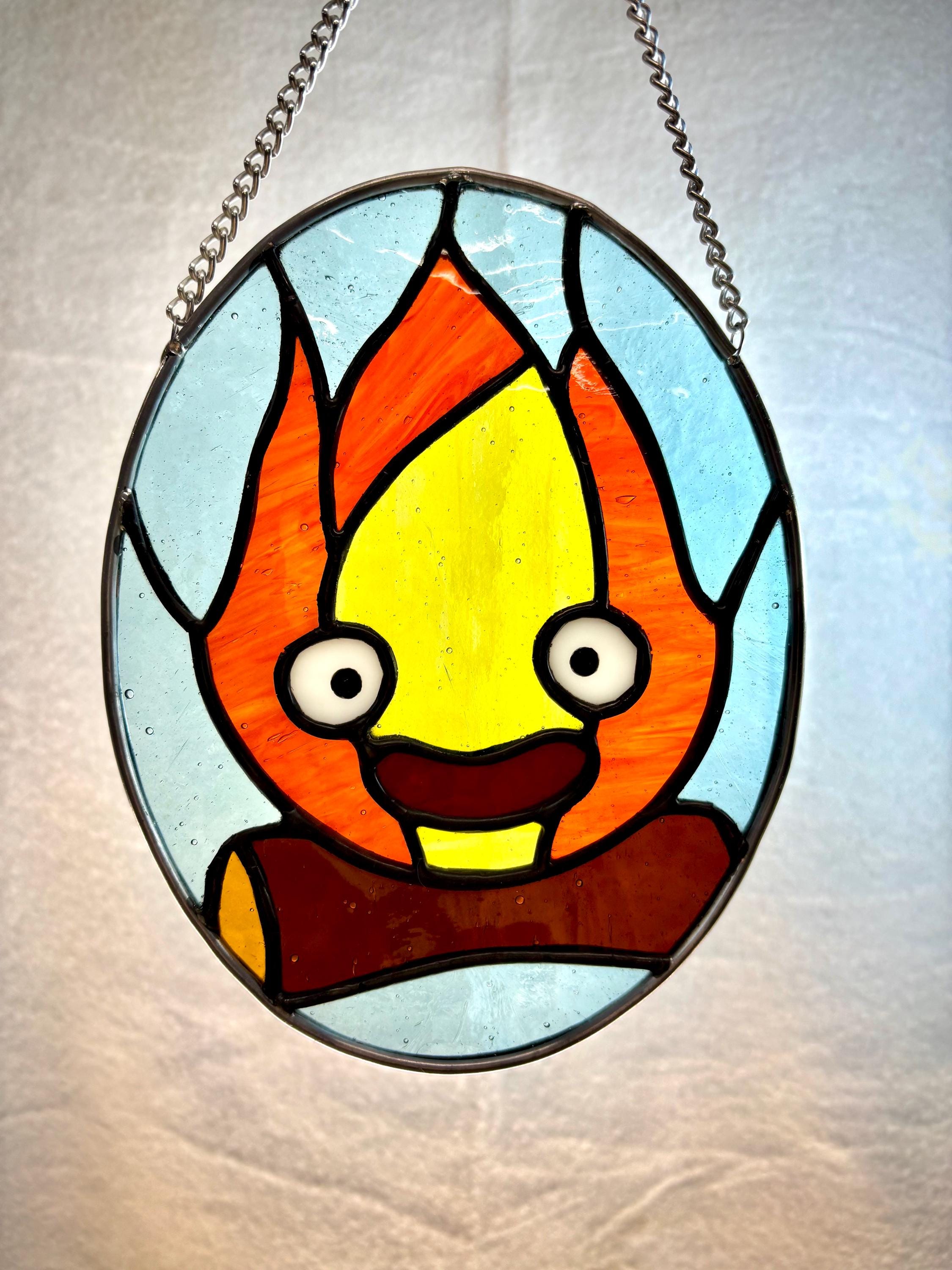 Calcifer, Studio Ghibli, Stained Glass Calcifer, Suncatcher, Howl's ...