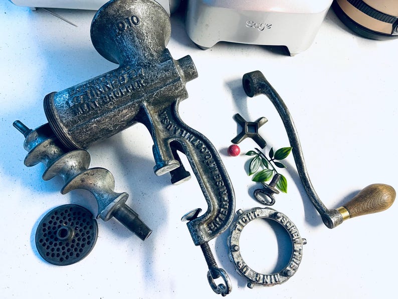 Antique American Meat Grinder, Vintage USA No 10, Manual Meat Chopper ...