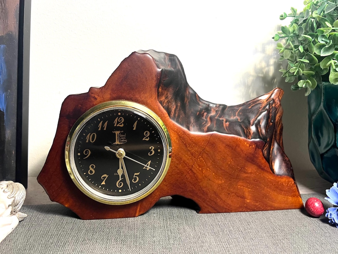 Vintage Rare Ancient Swamp Kauri Wood Clock Hand Made New Zealand Rare ...