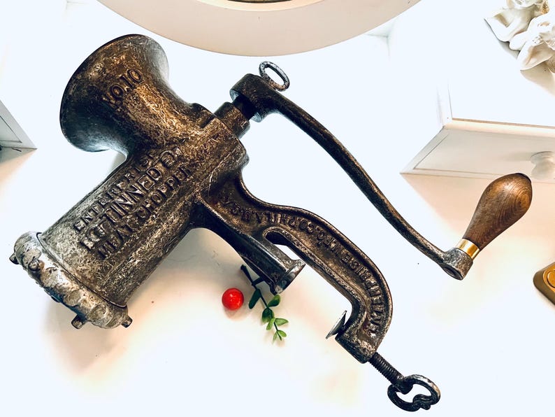 Antique American Meat Grinder, Vintage USA No 10, Manual Meat Chopper ...
