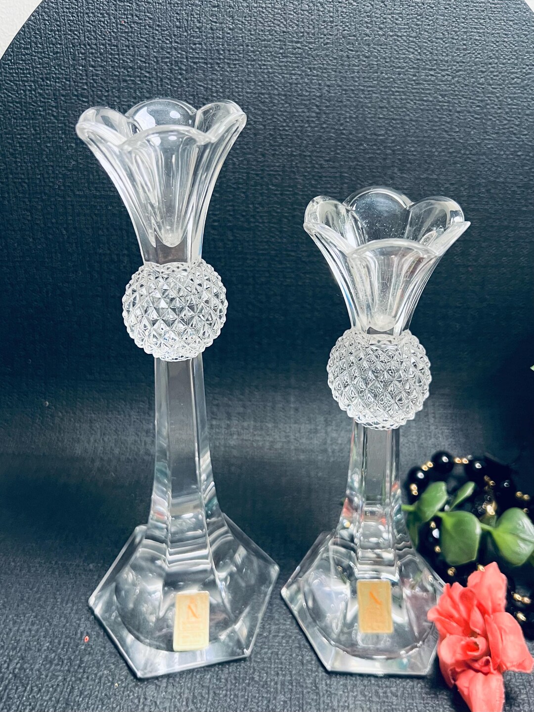 Crystal Vintage German Candleholder..2 Nachtmann Flowers Lead Crystal ...