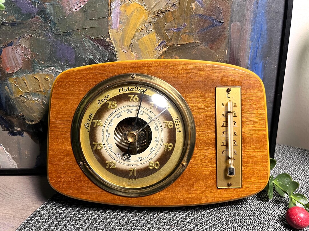 Vintage Wooden Barometer Wall Barometer Sweden Barometer JG Gischard ...