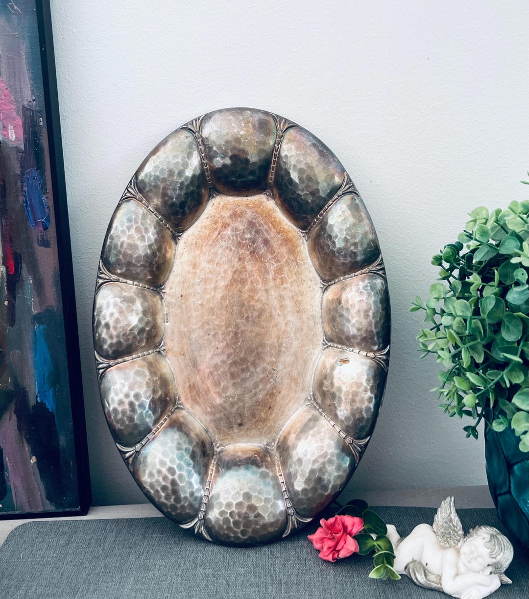 Amazing Neu Silver Hammered Art Beautiful Tray, Fruit Basket,neu Silver ...