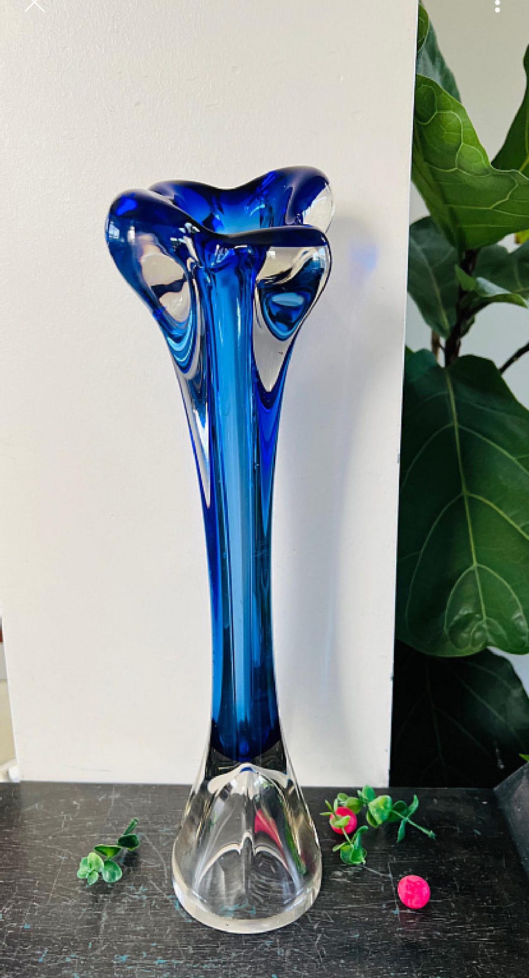 Beautiful Vintage Art Nouveau Blue Vintage Czech Art Glass Vase | Blue ...