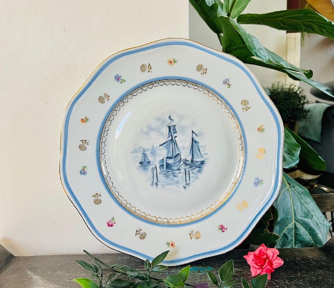 Amazing Vintage Collectible Sea and Boats Plate Czechoslovakia Hand ...