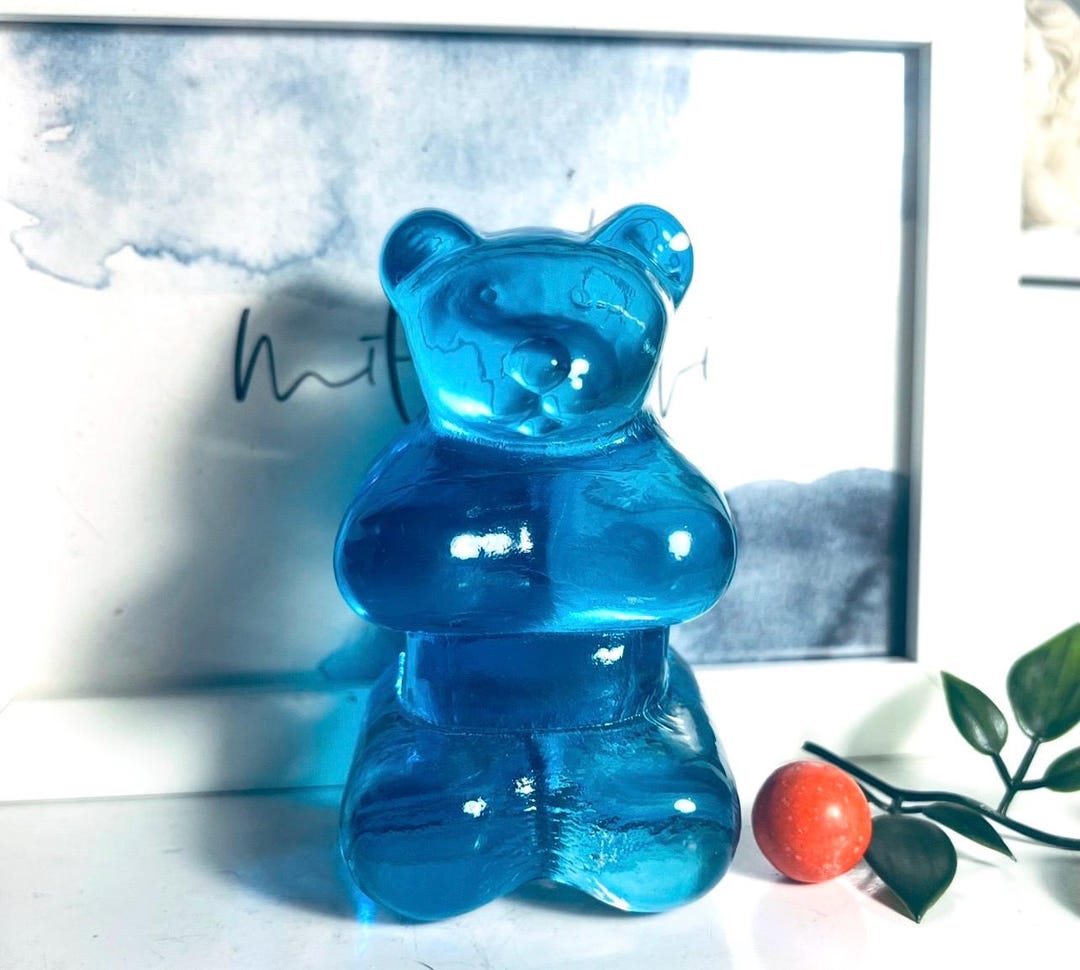 Amazing Blue Glass Teddy Bear Figure,vintage Candy Bear Paperweight ...