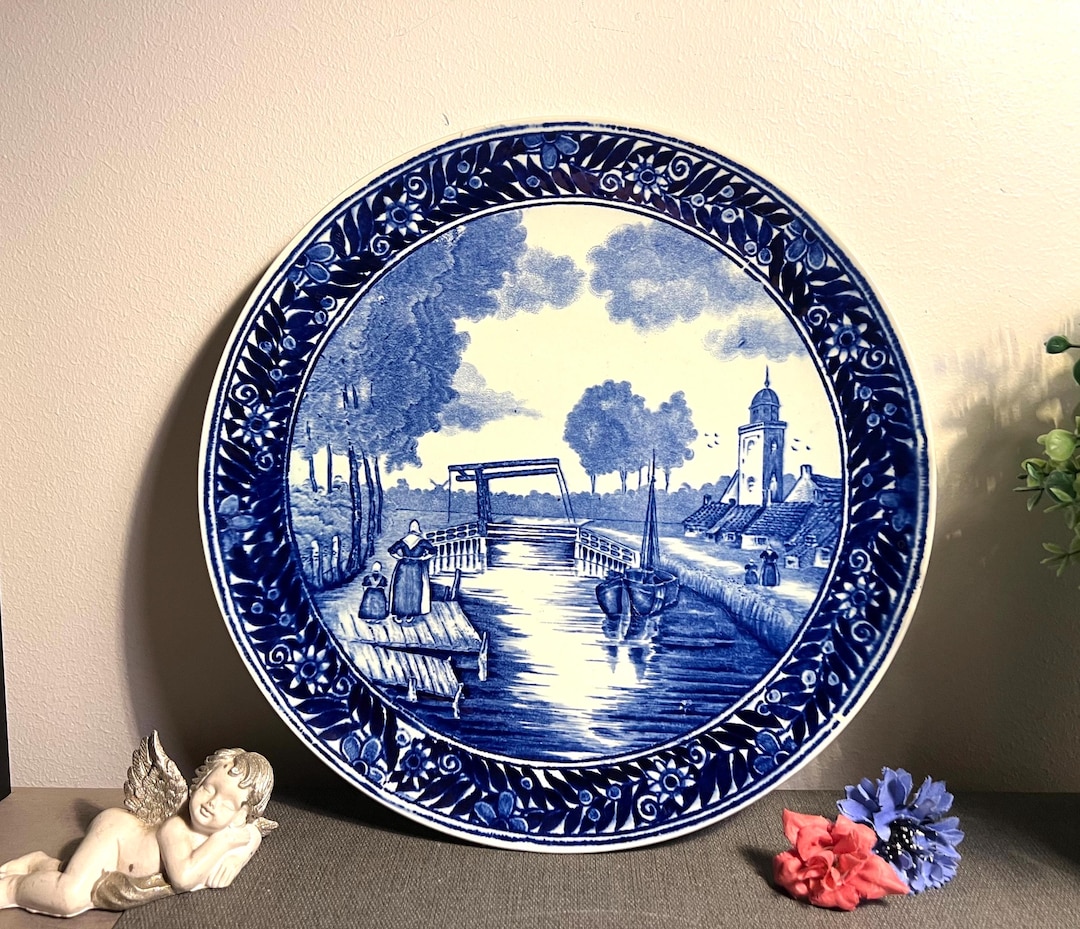 Rare Find-amazing Large Delft Vintage Blue Wall Plate Hand Painted ...