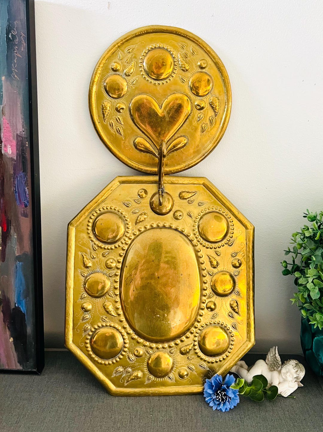 Swedish Vintage Large Brass Reflective Sconce Wall Decor A.eriksson ...