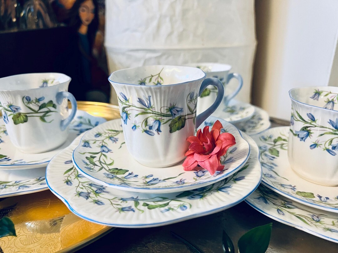 Price Each - Rare Shelley Harebell Pattern Coffe Set Trio, Serving ...
