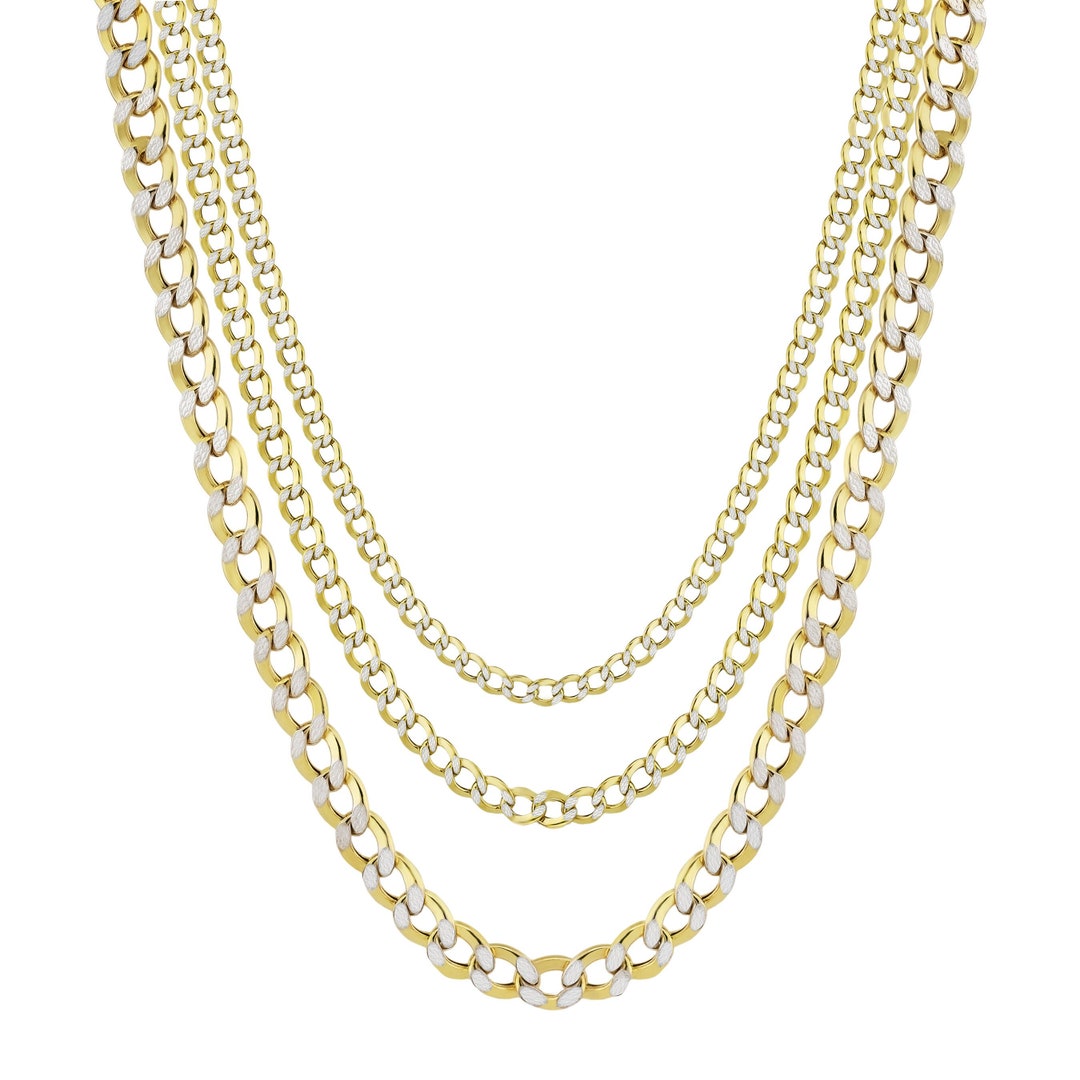 Hollow Curb Chain Necklace 2-tone Real 10K Gold Bonded 925 - Etsy